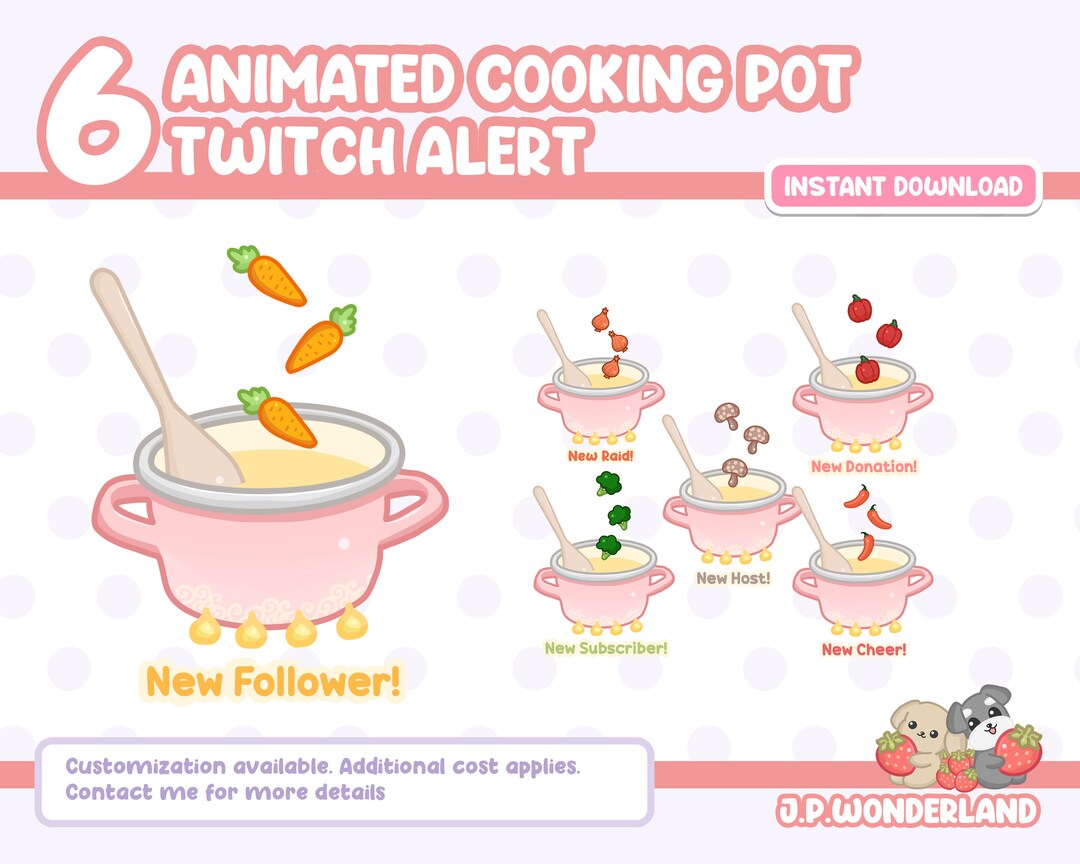 Animated Cooking Twitch Alerts | Kitchen Alert | Pot Stream Alert - Etsy