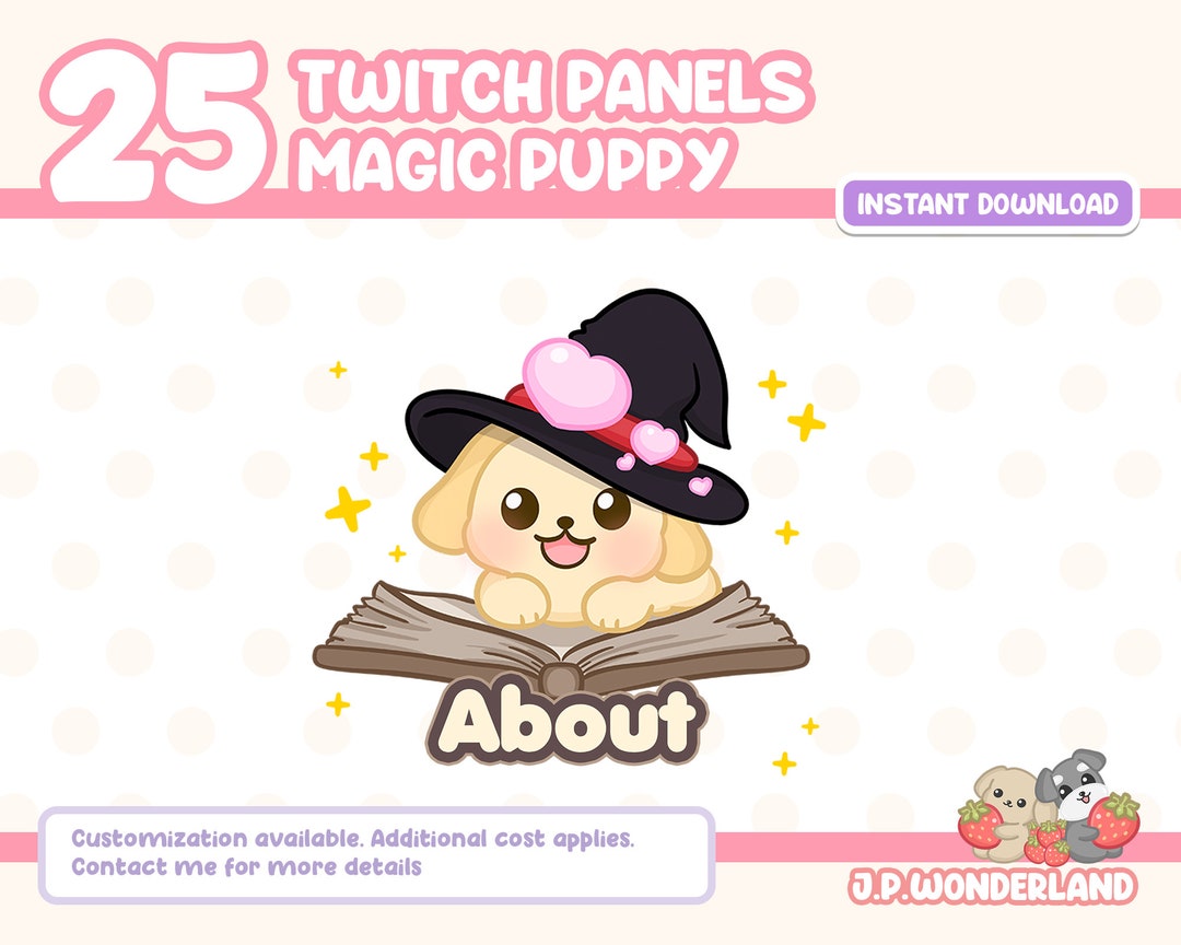 Magic Puppy Twitch Panels - Cute Dog Wearing Wizard Hat - Etsy