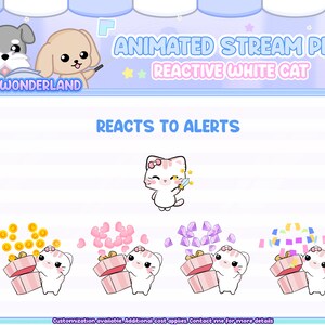 Cute Animated White Cat Stream Pet With 11 Expressions, Reacts to ...