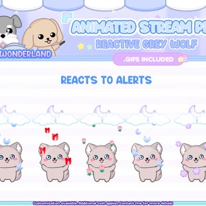 Cute Animated Grey Wolf Stream Pet With 11 Expressions, Reacts to ...
