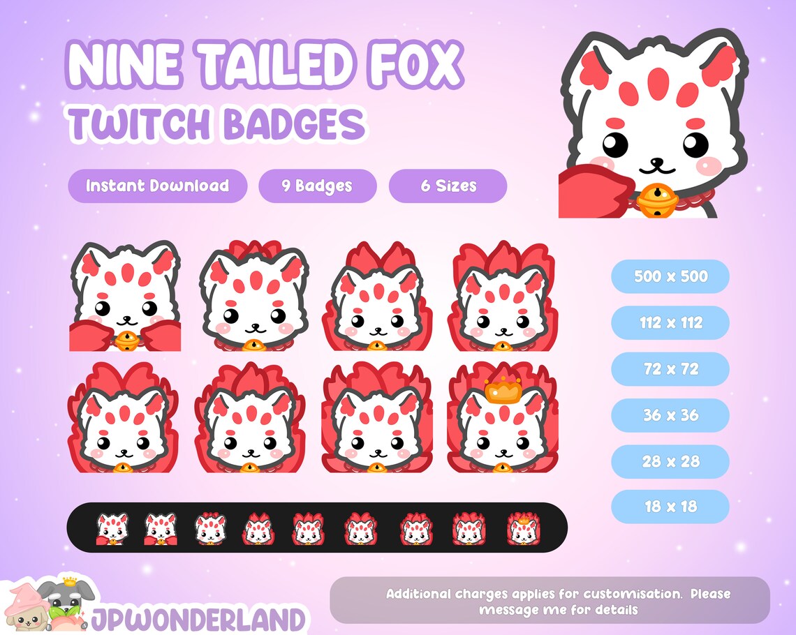Animated Twitch Cheek Emote Nine Tailed Fox / Kumiho Twitch - Etsy