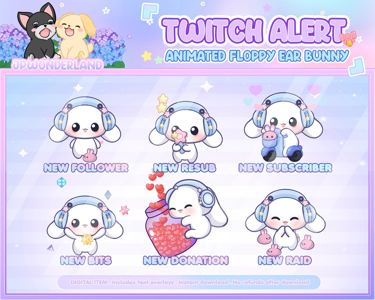 Animated Twitch Alerts (with Text) – Cute Floppy Ear Bunny/rabbit ...