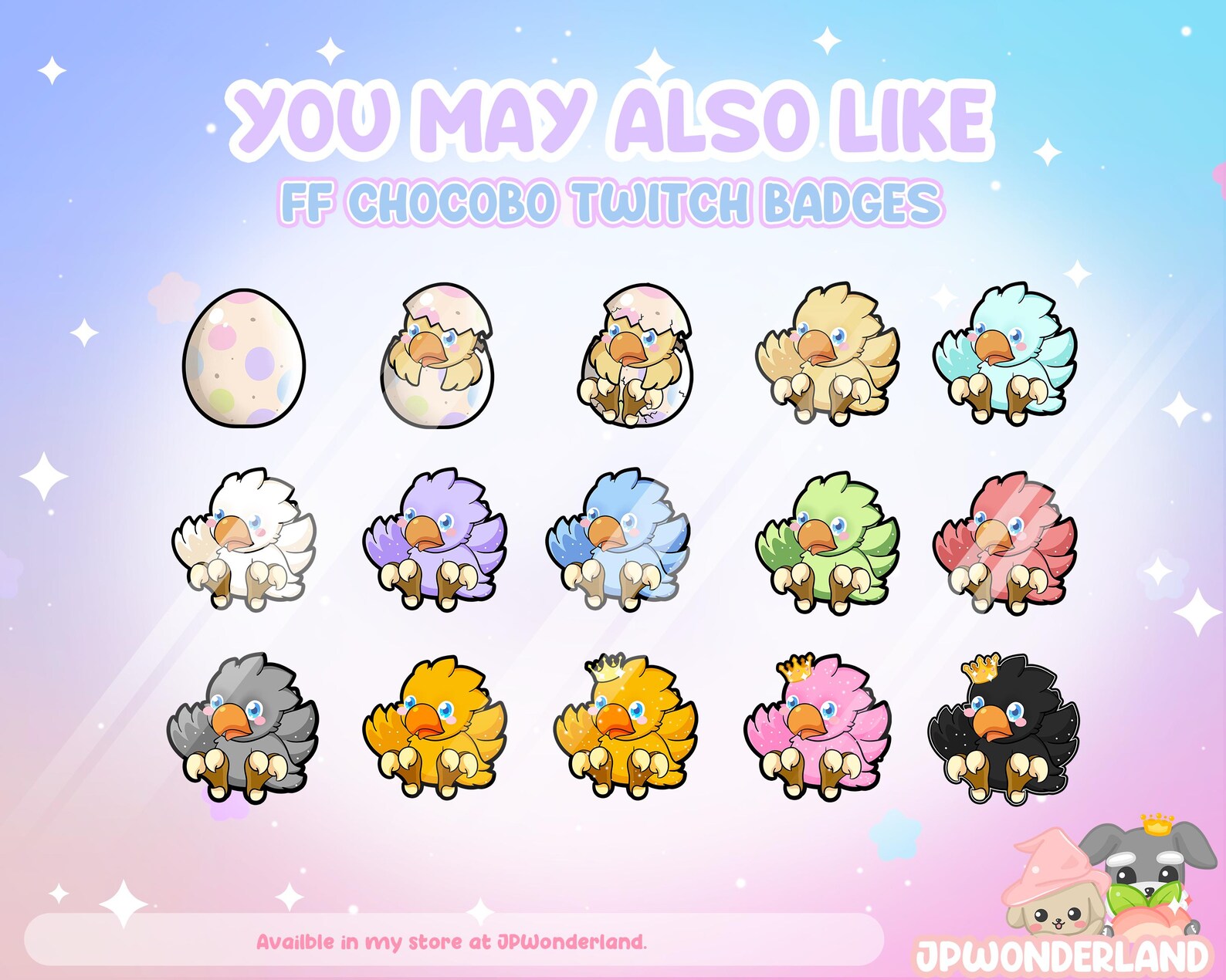 FF Moogle in Chocobo Costume Twitch Badges / Emotes / Stream Badges ...
