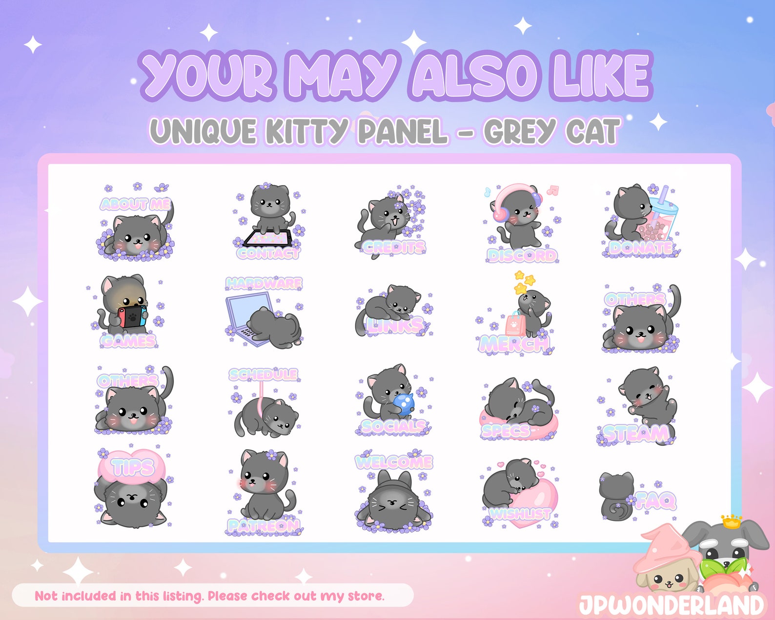 Cute Animated Cat Twitch Goals & Chat Widgets - Kitty on the Cloud ...