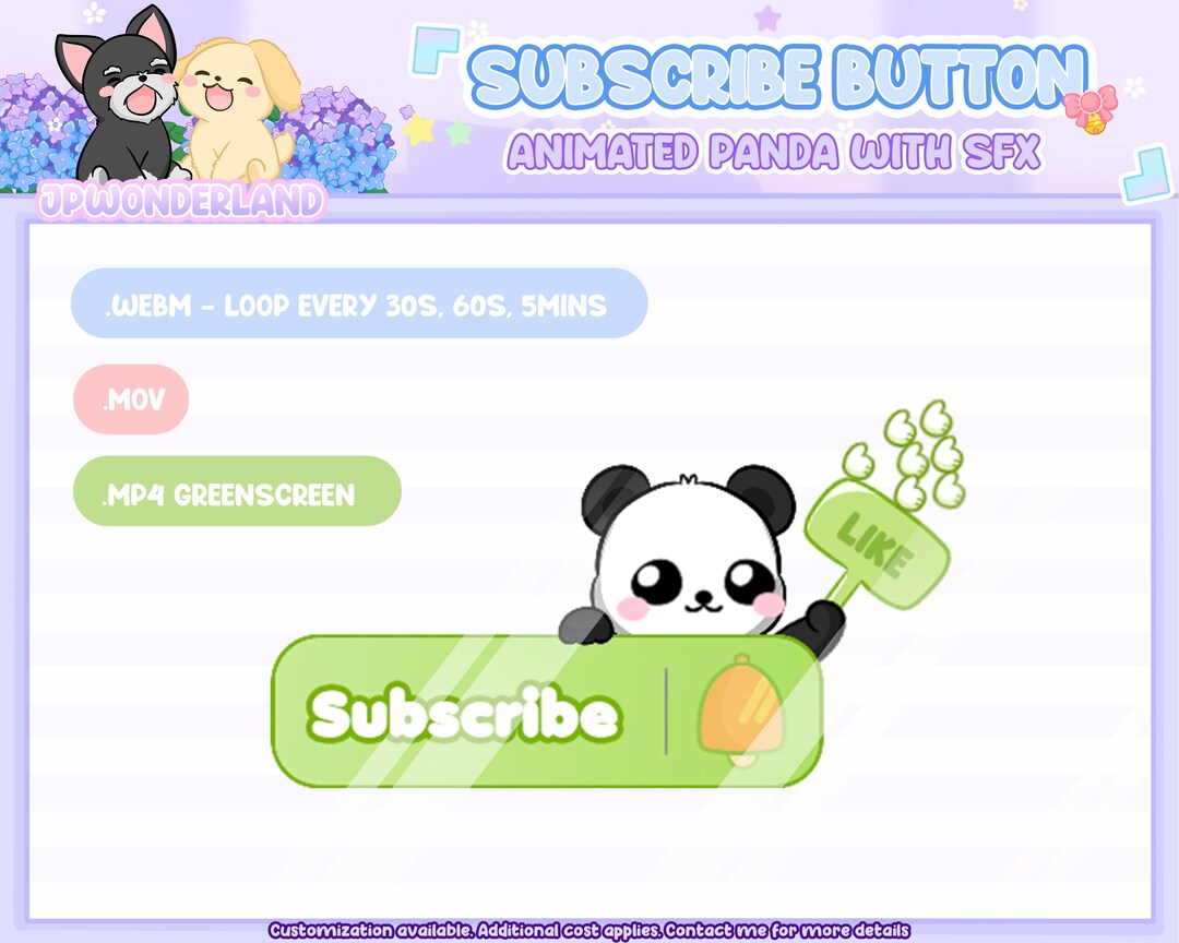 Animated Panda Streaming Subscribe Button Overlay W SFX / Cute Panda ...