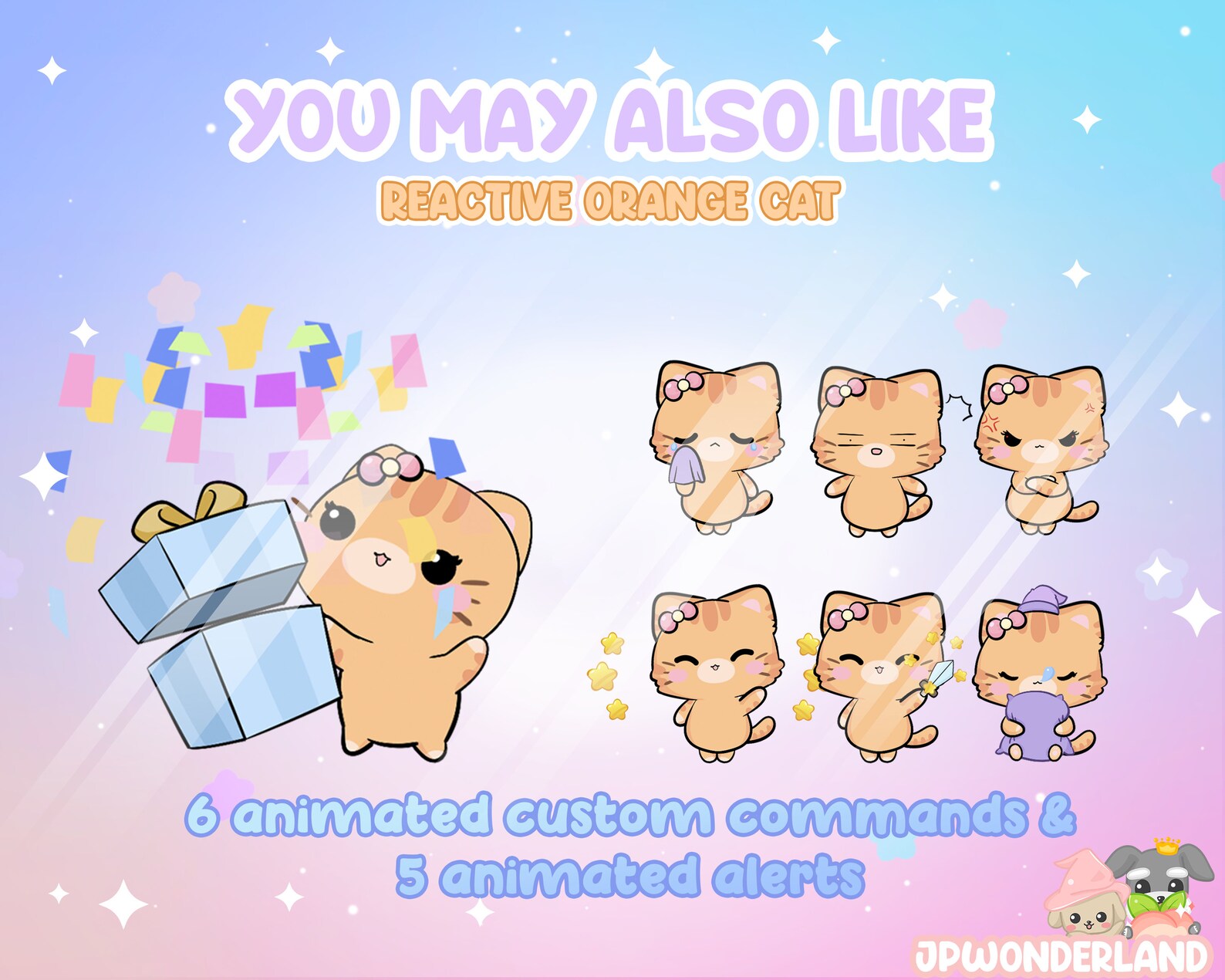 Cute Animated White Cat Stream Pet With 11 Expressions, Reacts to ...
