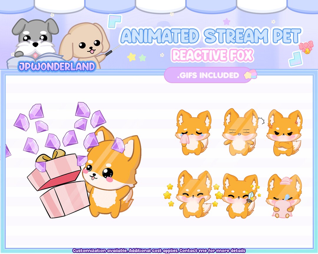 Cute Animated Fox Stream Pet (all .gif Included) | Digital Assets ...