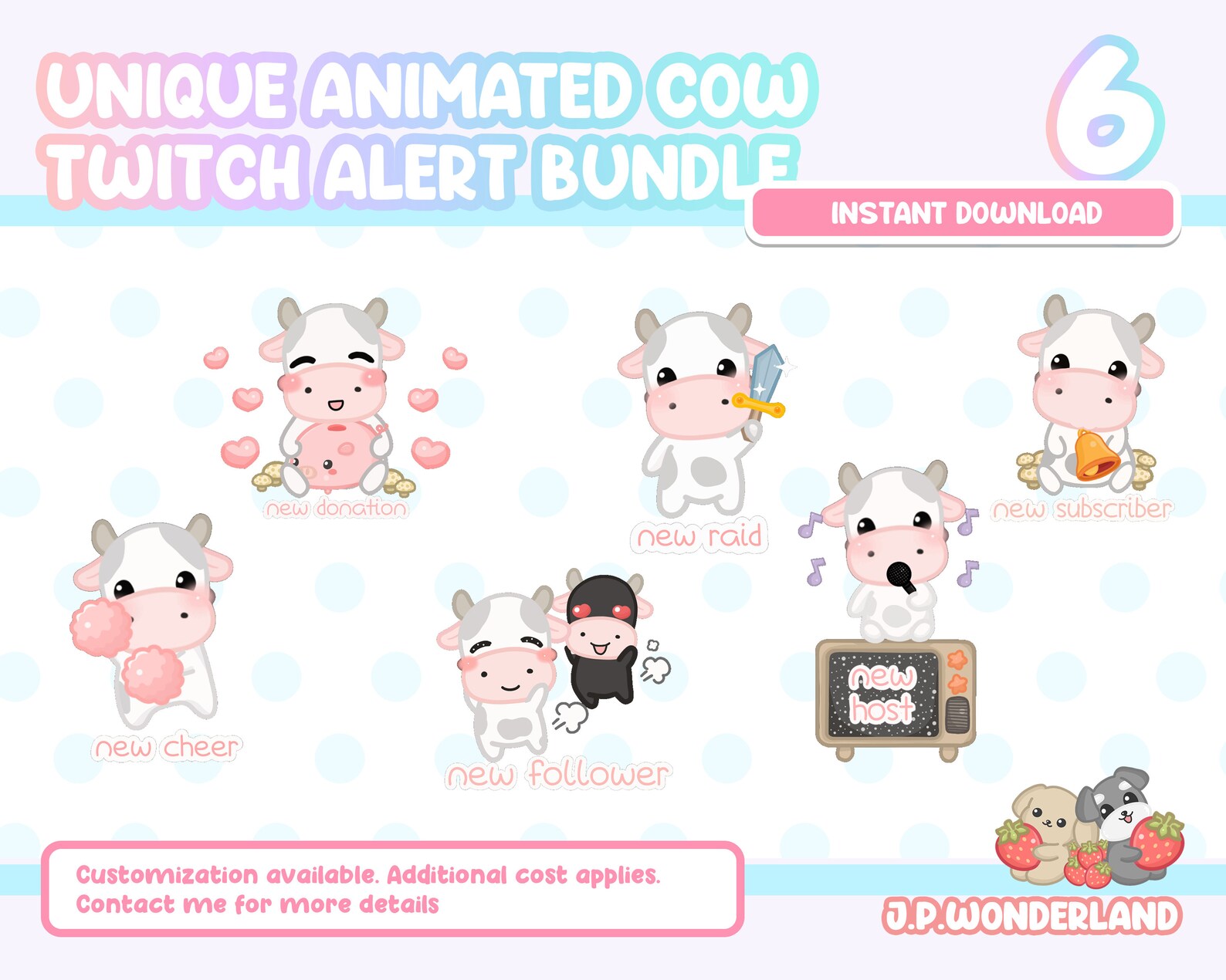 Animated Twitch Alert Bundle Cow Twitch Alerts | Etsy
