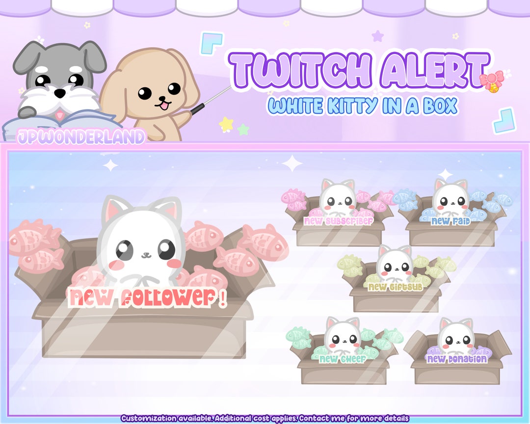 Animated White Cat Twitch Overlay Alerts (total 6) - Etsy