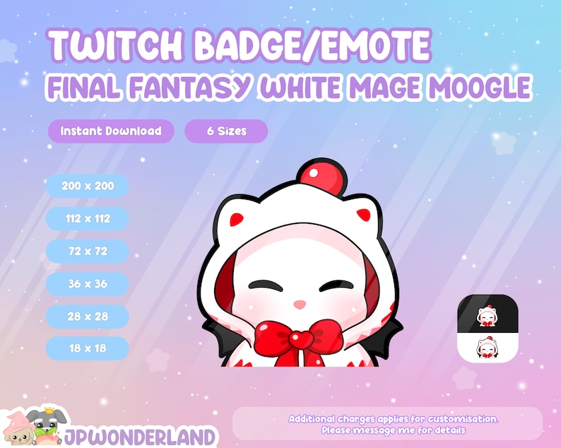 FF White Mage Moogle Twitch Badges / Emotes / Stream Badges / - Etsy
