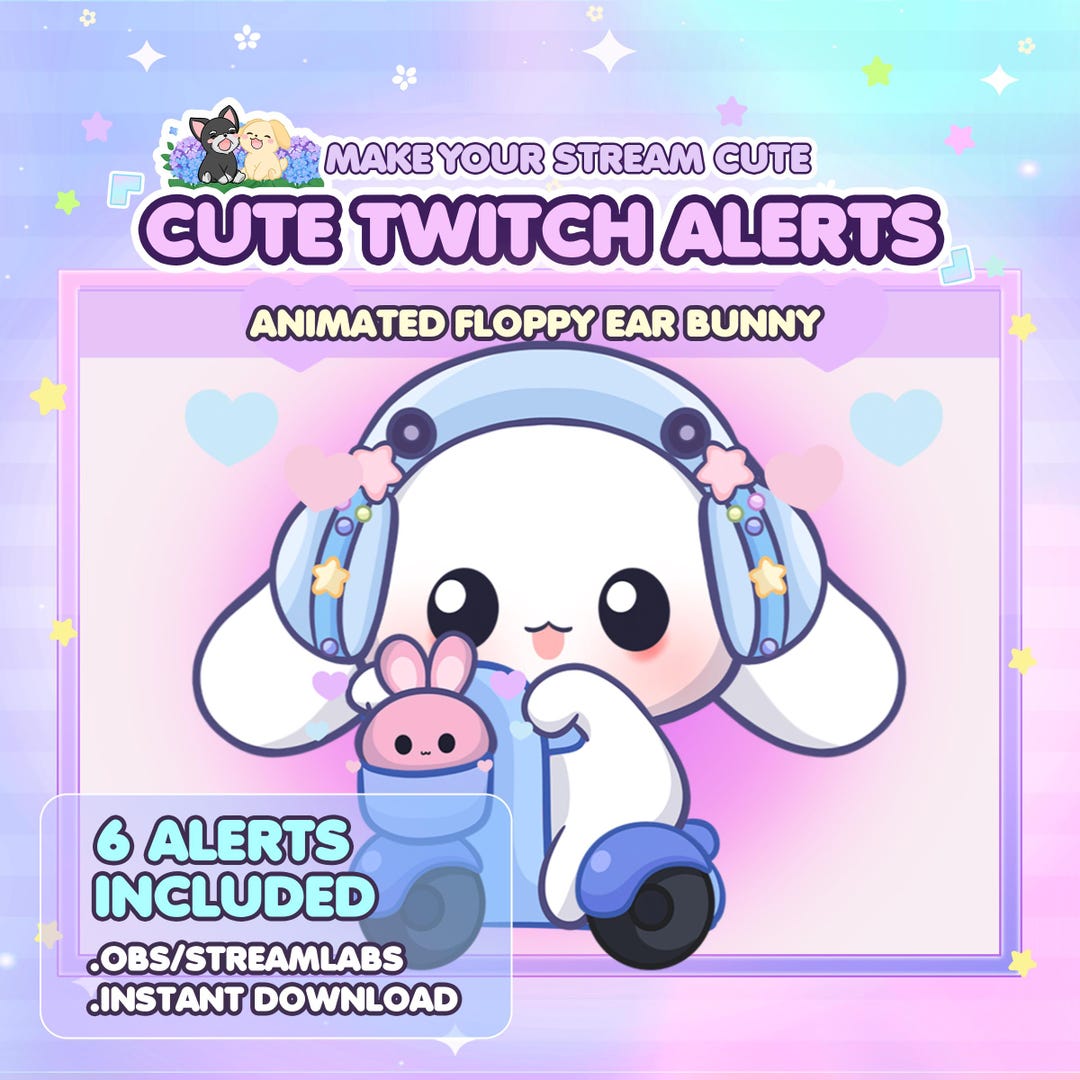 Animated Twitch Alerts (with Text) – Cute Floppy Ear Bunny/rabbit ...