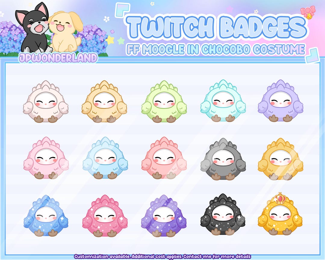 FF Moogle in Chocobo Costume Twitch Badges / Emotes / Stream Badges ...