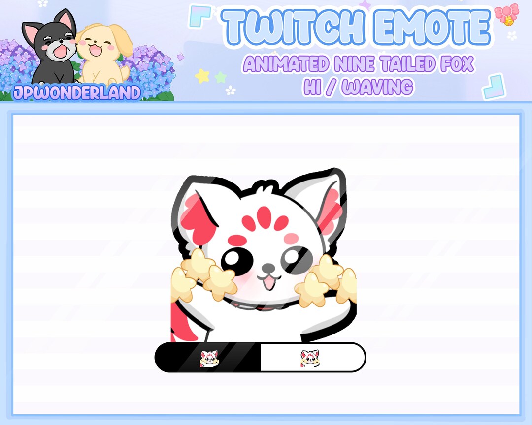Animated Twitch Wave Emote - Nine-tailed Fox Hi / Kumiho Twitch Waving ...