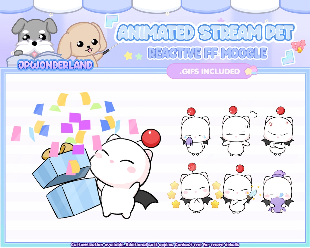 Cute Animated FF Moogle Stream Pet (all .gif Included) | Digital Assets ...