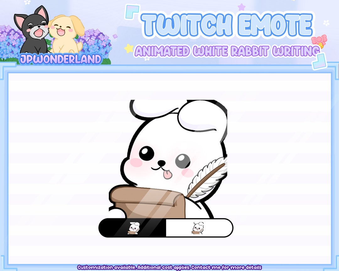 Animated White Rabbit Twitch Emote - Bunny Write / Twitch Overlay ...