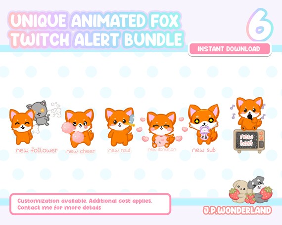 Animated Twitch Alert Bundle Fox Follower Donation - Etsy