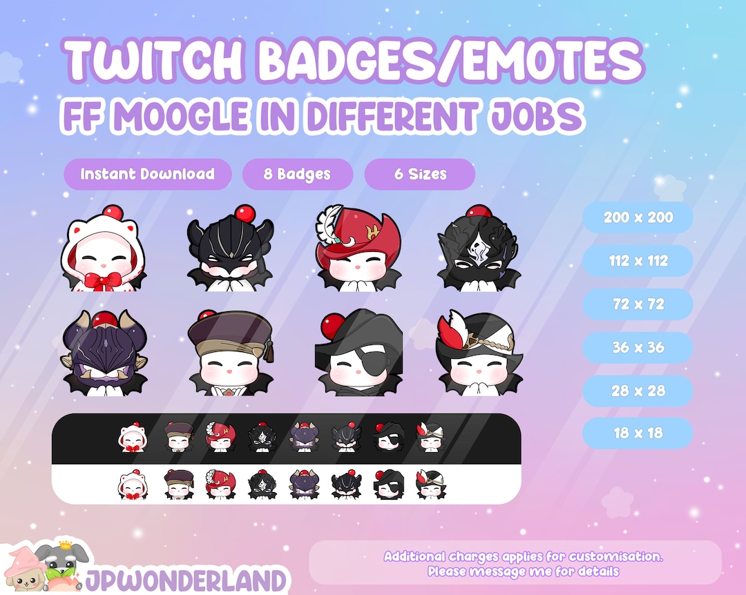 FF Moogle in Different Jobs Twitch Badges / Emotes / Stream Badges ...