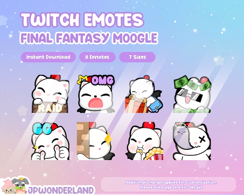 FF Moogle Twitch Emotes 2 / Twitch Overlay / Stream Emote / - Etsy