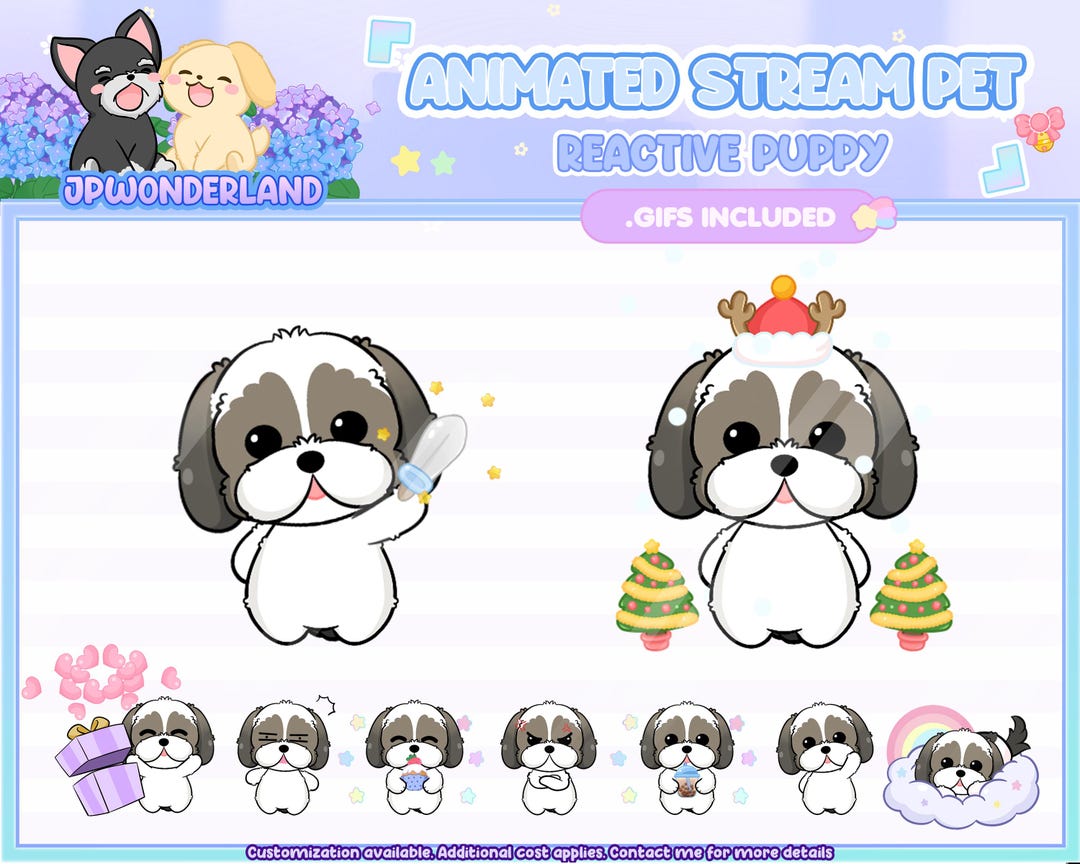 Cute Animated Puppy Stream Pet, Reacts to Commands and Alerts | Digital ...
