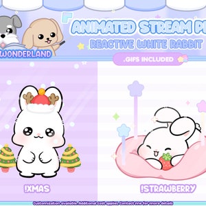Cute Animated Rabbit White Stream Pet, Reacts to Commands and Alerts ...