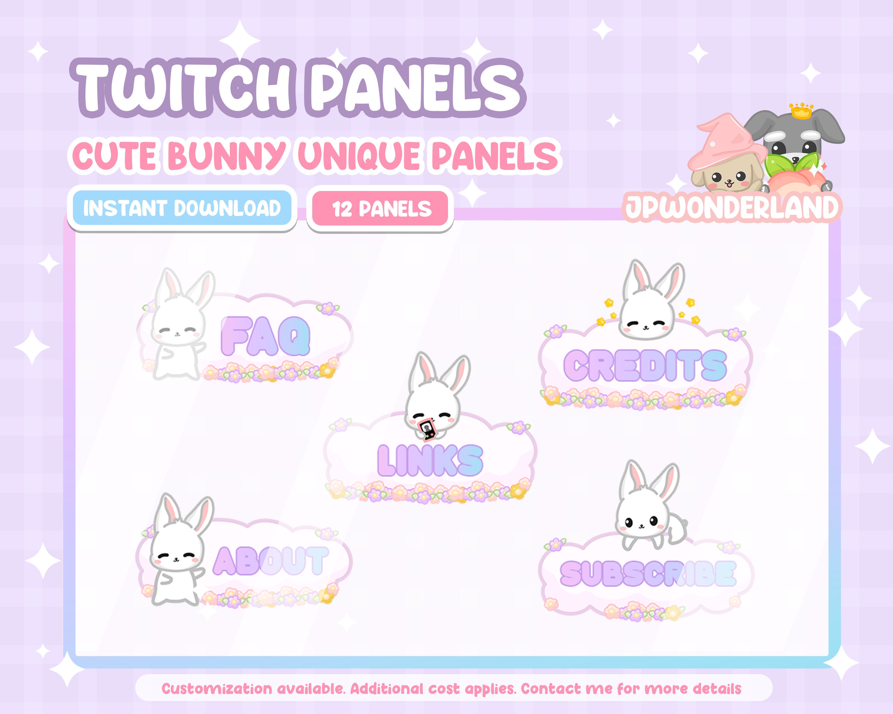 Cute Unique Bunny Twitch Panels - Etsy