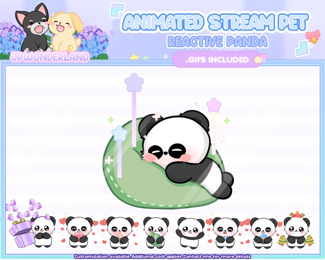 Cute Animated Panda Stream Pet, Reacts to Commands and Alerts | Digital ...