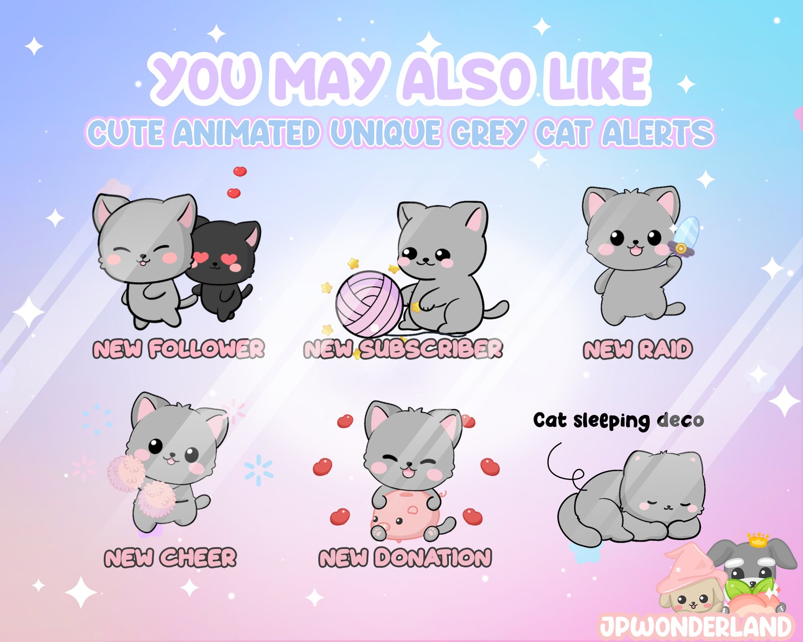 Animated Cute White Kitty Twitch Alert Bundle - Cat Twitch Alerts ...