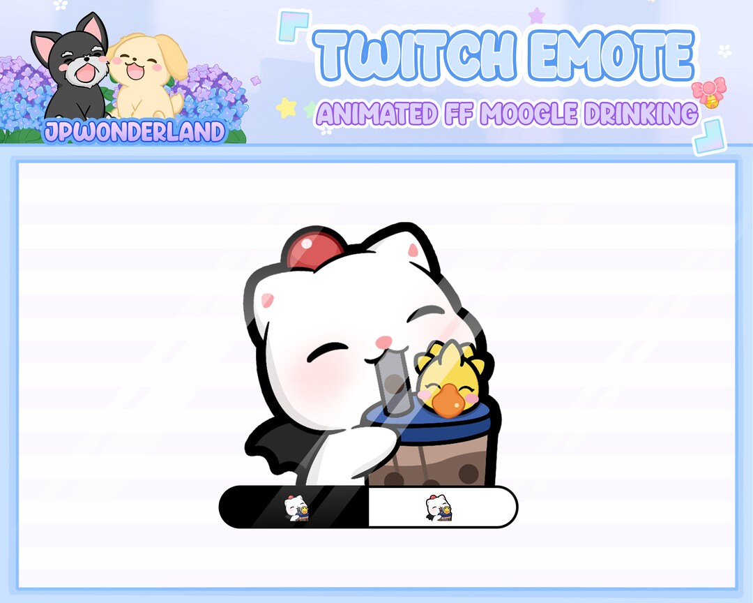 Animated FF Moogle Twitch Emote - Moogle Drinking Boba / Twitch Overlay ...