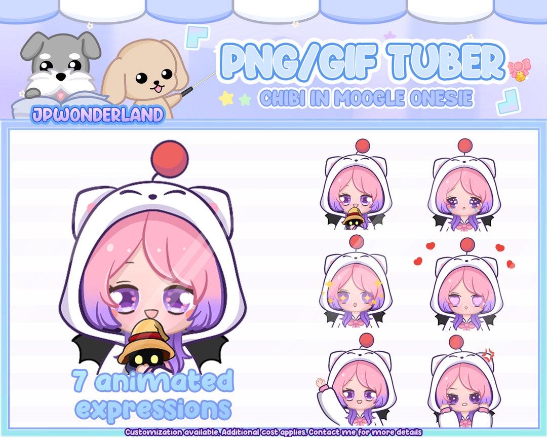 Cute FF Moogle Onesie Chibi Pngtuber / PNG GIF Tuber / Animated Moogle ...