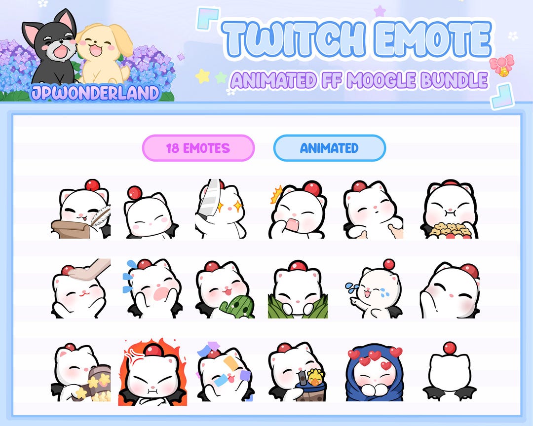 18 Animated FF Moogle Emote Bundle - Twitch Emotes / Twitch Overlay ...