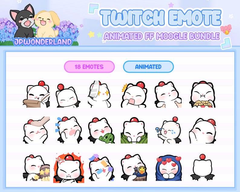 18 Animated FF Moogle Emote Bundle - Twitch Emotes / Twitch Overlay ...