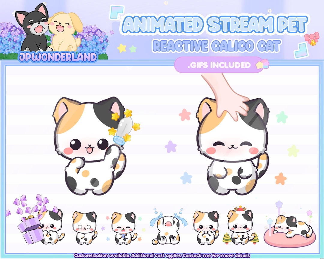 Cute Animated Calico Cat Stream Pet With 15 Expressions, Reacts to ...