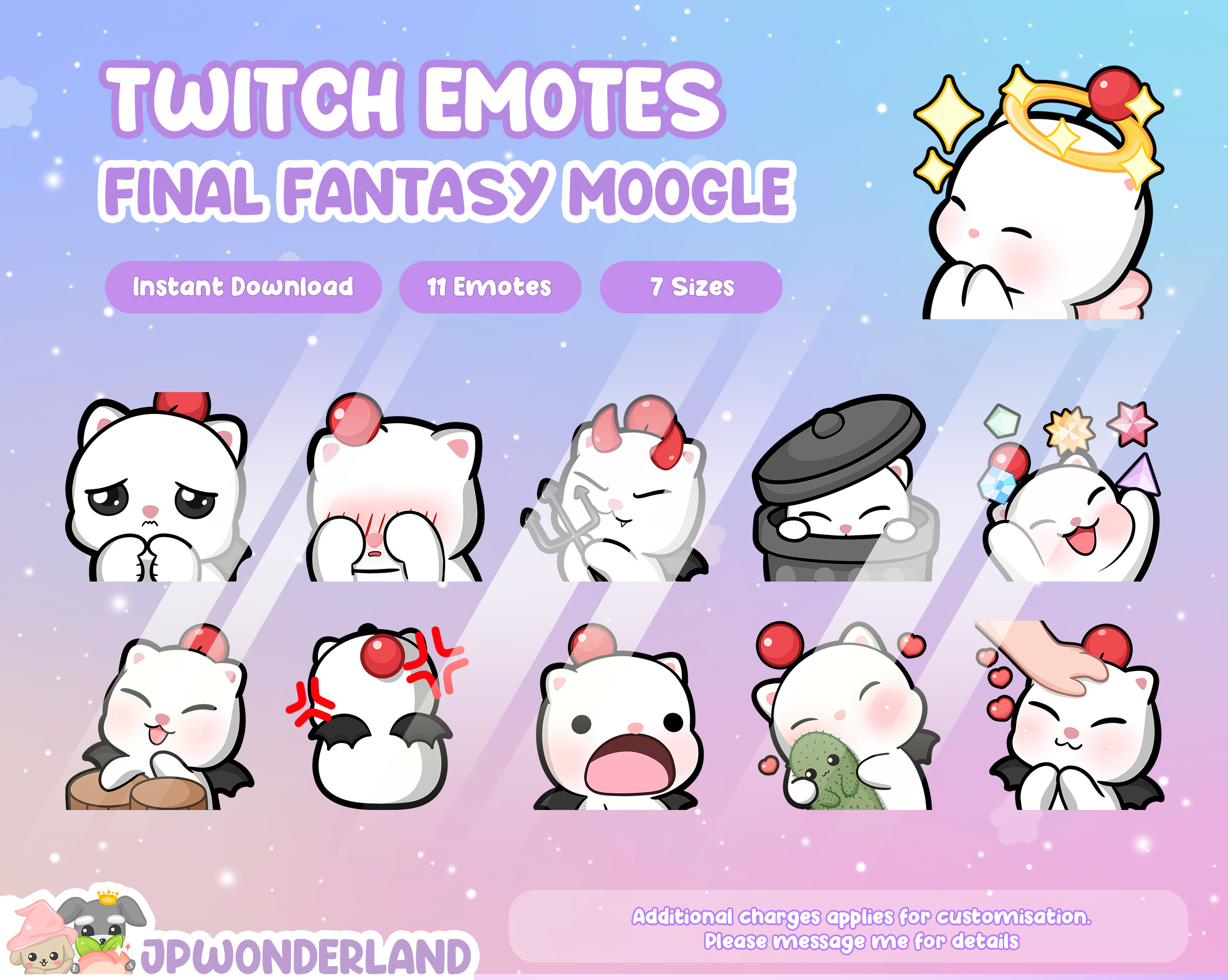 FF Moogle Twitch Emotes 3 / Twitch Overlay / Stream Emote / Discord ...