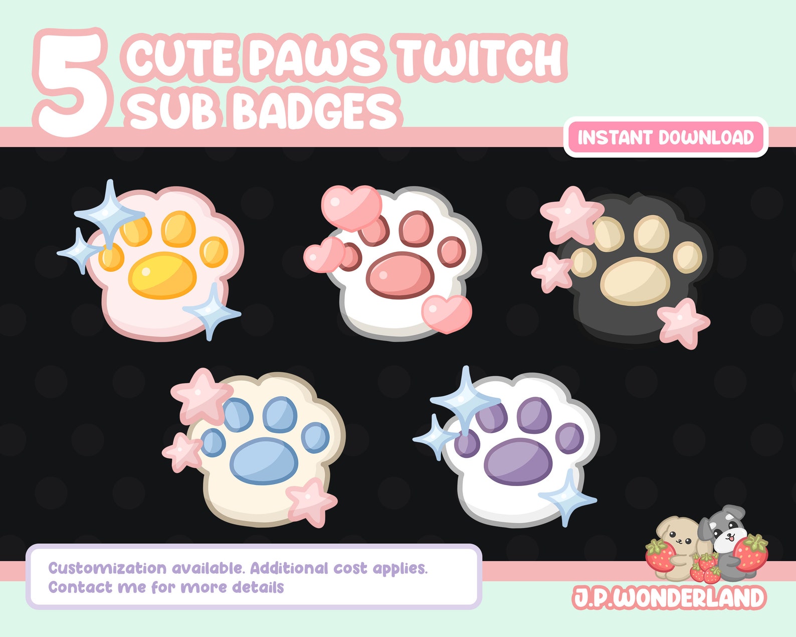 Cute Pet Paws Twitch Badges / Bit Badges - Etsy