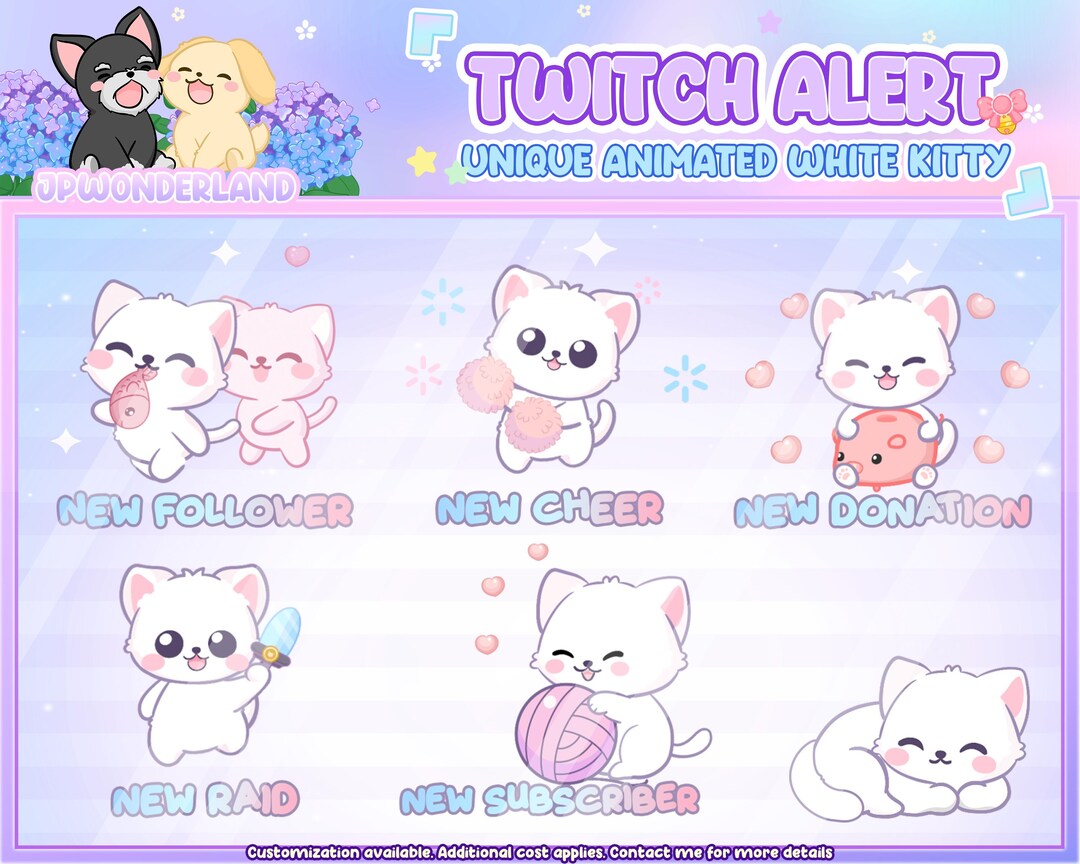 Animated Cute White Kitty Twitch Alert Bundle - Cat Twitch Alerts ...
