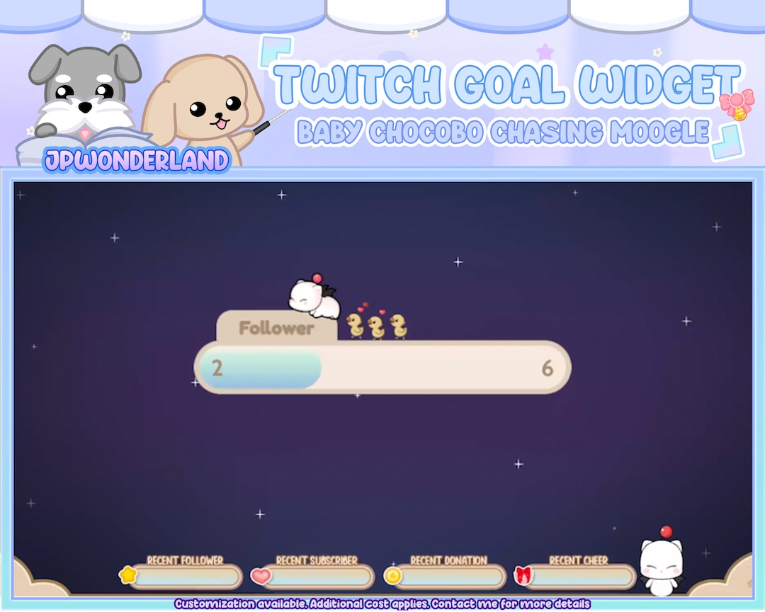 Cute Animated FF Baby Chocobo Chasing Moogle Twitch Goal Widgets ...