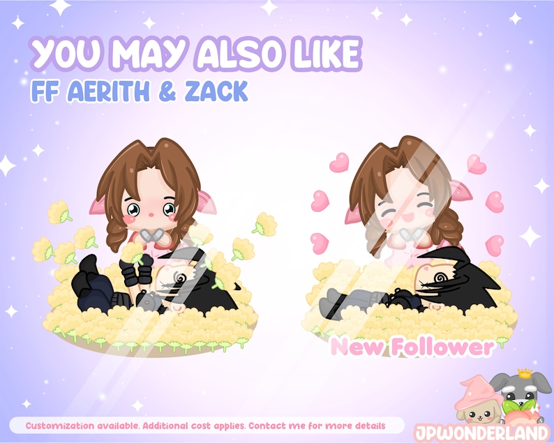 Animated Twitch New Follower Alert - FF7 Cloud & Aerith/ FF7 Kawaii ...