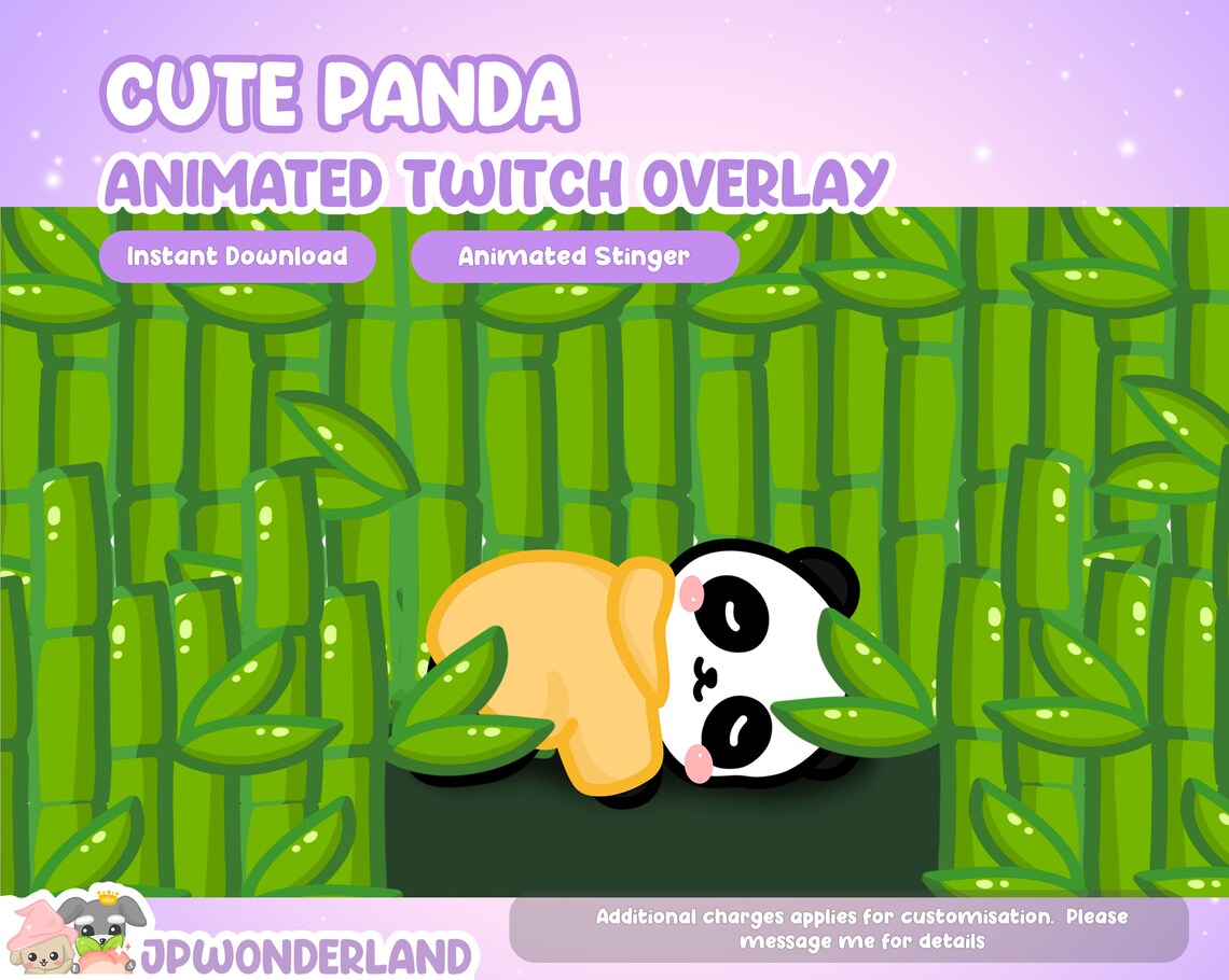 Animated Cute Panda Twitch Overlay Compatible With Streamlabs | Etsy