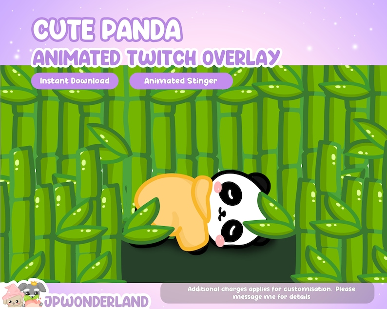 Animated Cute Panda Twitch Overlay Compatible With Streamlabs / Obs ...