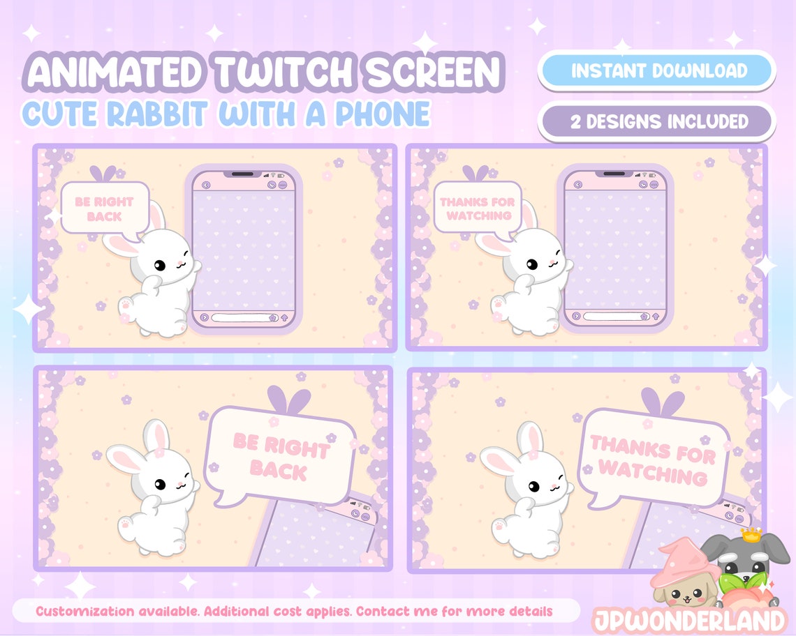 Animated Rabbit Twitch Screens / Starting Soon / Be Right Back - Etsy