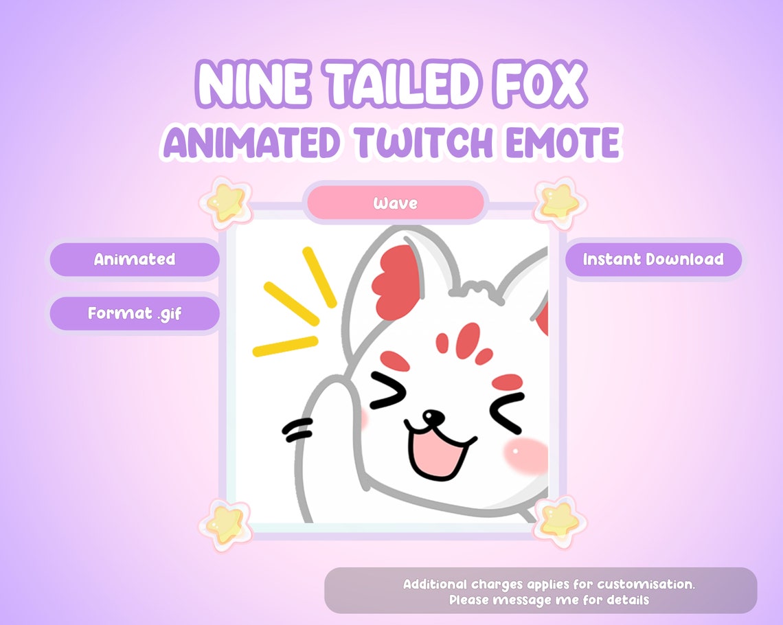 Animated Twitch Wave Emote Nine Tailed Fox / Kumiho Twitch | Etsy