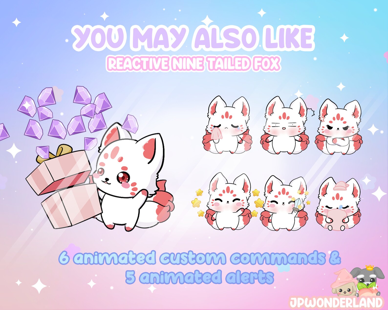 Cute Animated White Cat Stream Pet With 11 Expressions, Reacts to ...