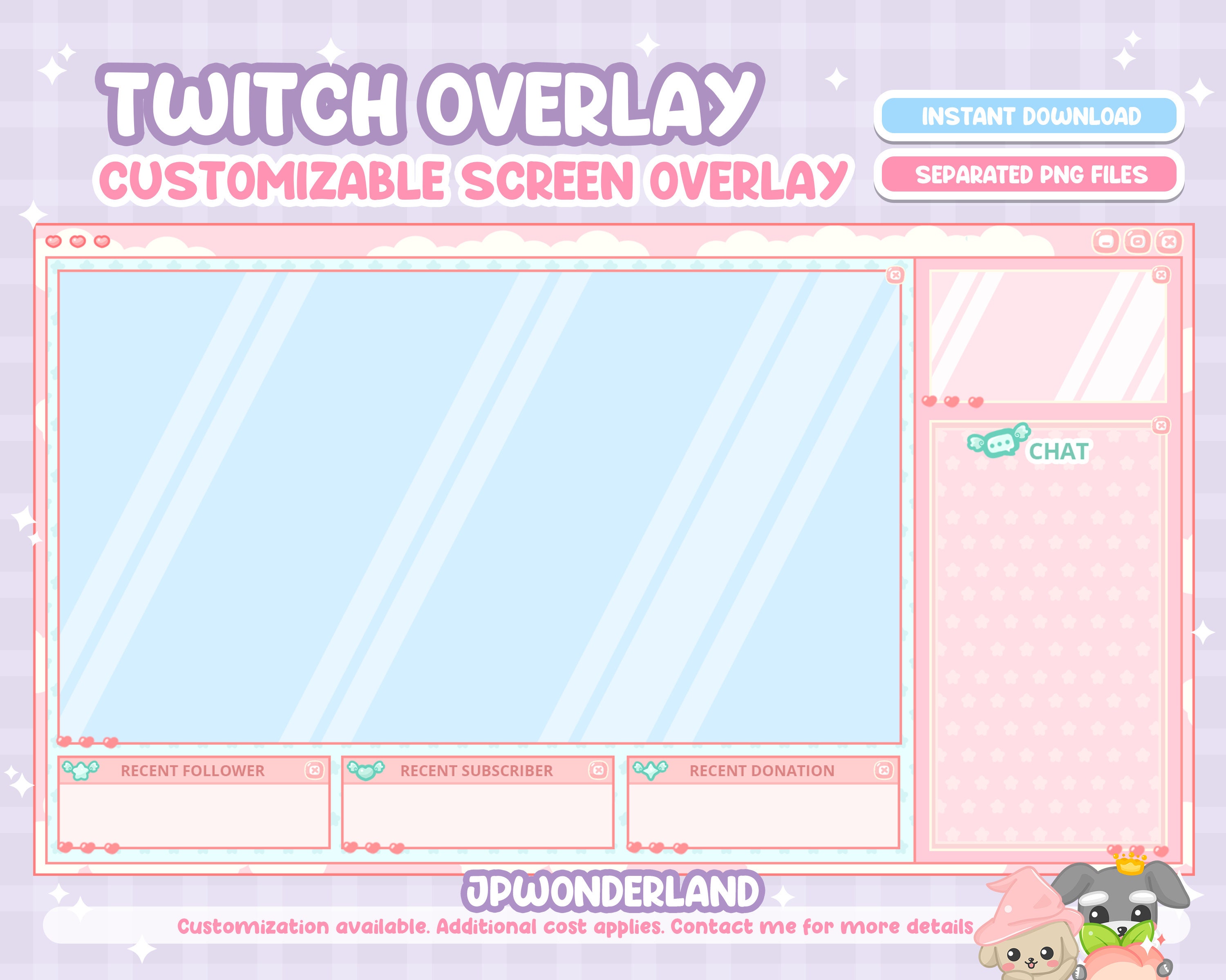 Cute Pinky Twitch Overlay - Customizable Layers - Etsy
