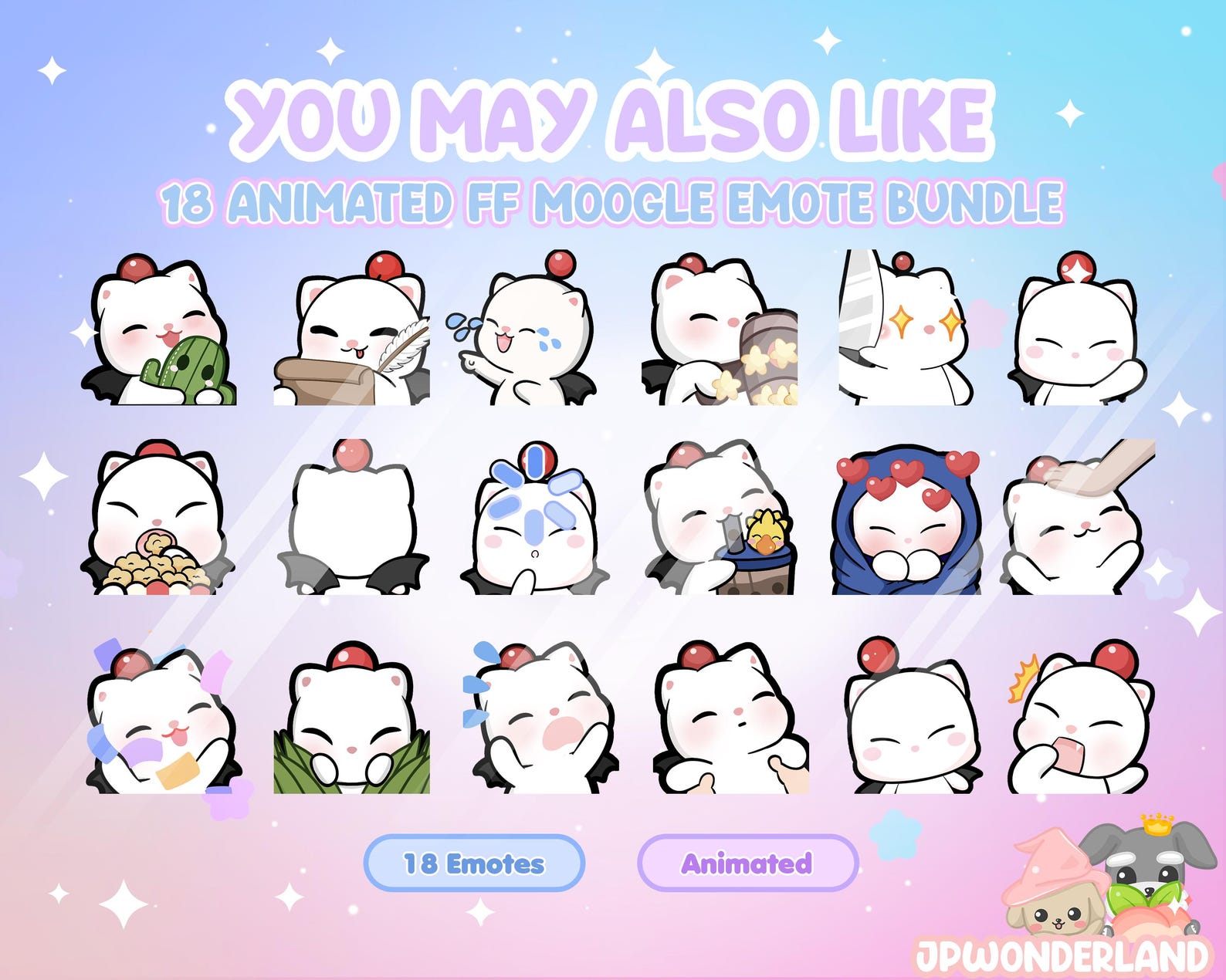 Animated FF Moogle Emote - Moogle Crying / Twitch Overlay / Stream ...
