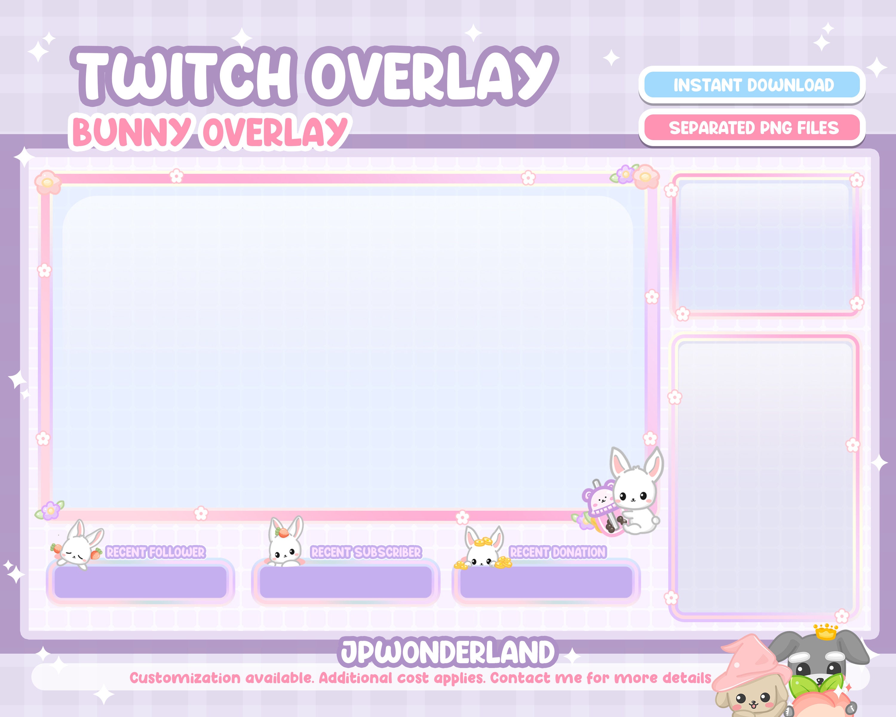 Cute Bunny / Rabbit Twitch Overlay Compatible With Streamlabs - Etsy UK