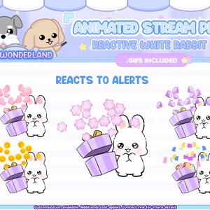 Cute Animated Rabbit White Stream Pet, Reacts to Commands and Alerts ...