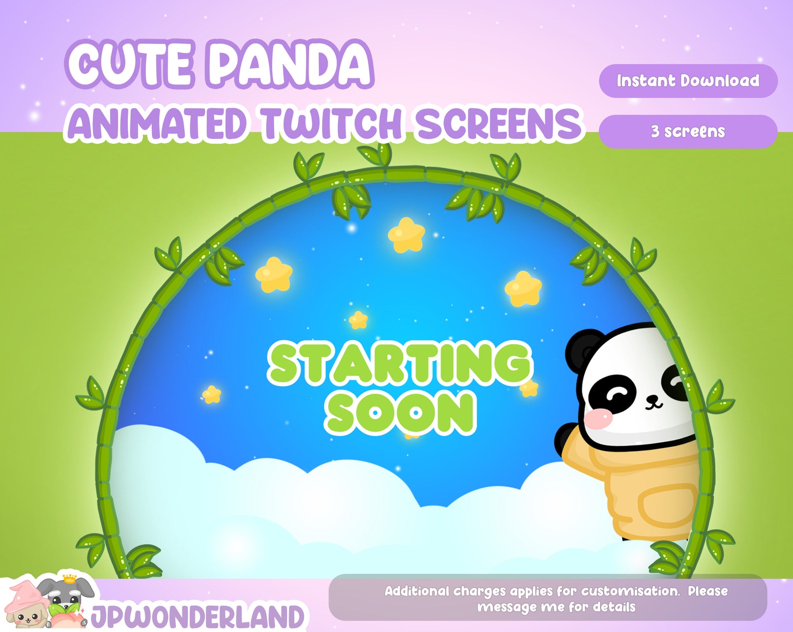 Animated Cute Panda Twitch Overlay Compatible With Streamlabs / Obs ...