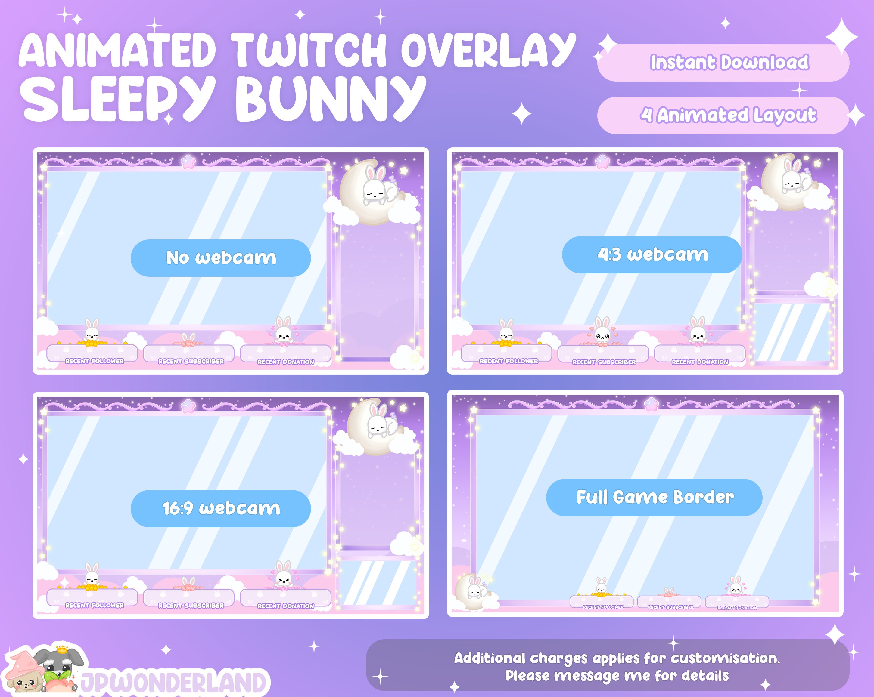 Animated Sleepy Bunny / Rabbit Twitch Overlay Compatible With ...