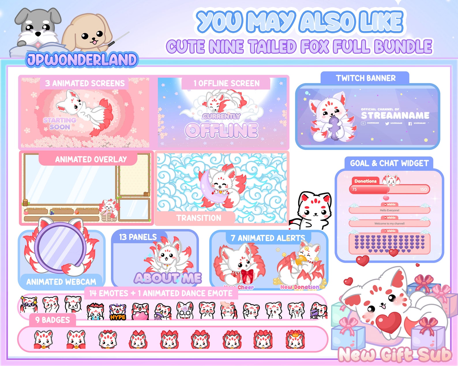 Custom Twitch Banner - Cute Nine Tailed Fox - Kawaii Kumiho - Gumiho ...
