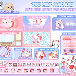 Custom Twitch Banner - Cute Nine Tailed Fox - Kawaii Kumiho - Gumiho ...